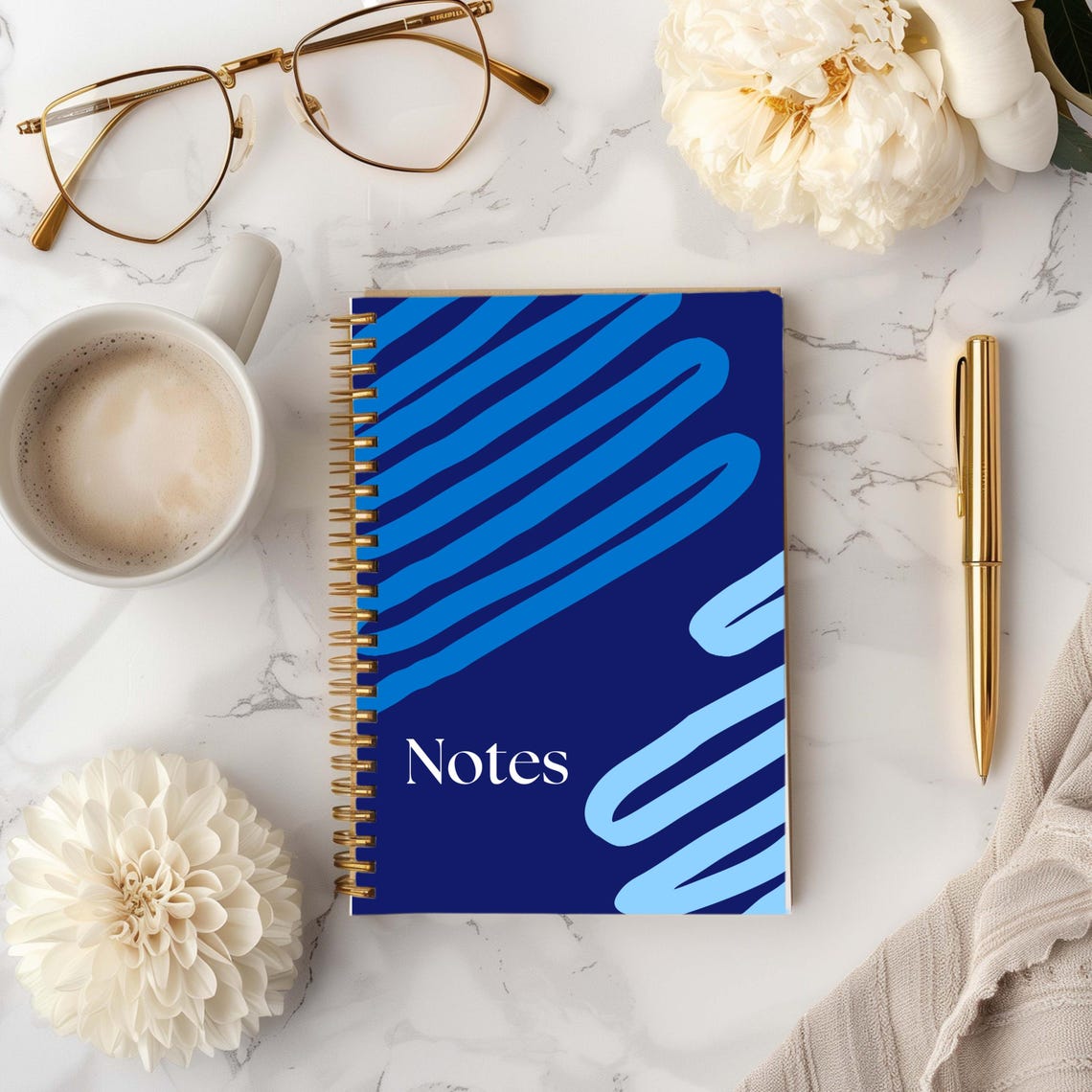 Blue Spiral Notebook Minimalist Design Aesthetic Journal Ruled Pages ...