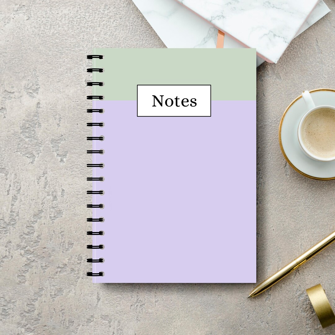 Spiral Bound Notebook Lavender and Sage Green Color Minimalist Notebook ...