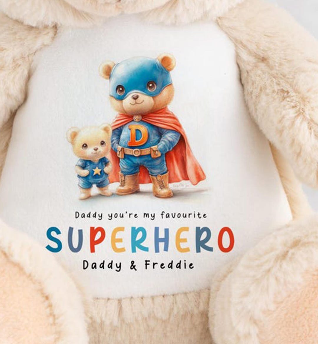 Personalised Daddy Superhero Teddy Bear - Daddy Gift - Fathers Day Bear ...