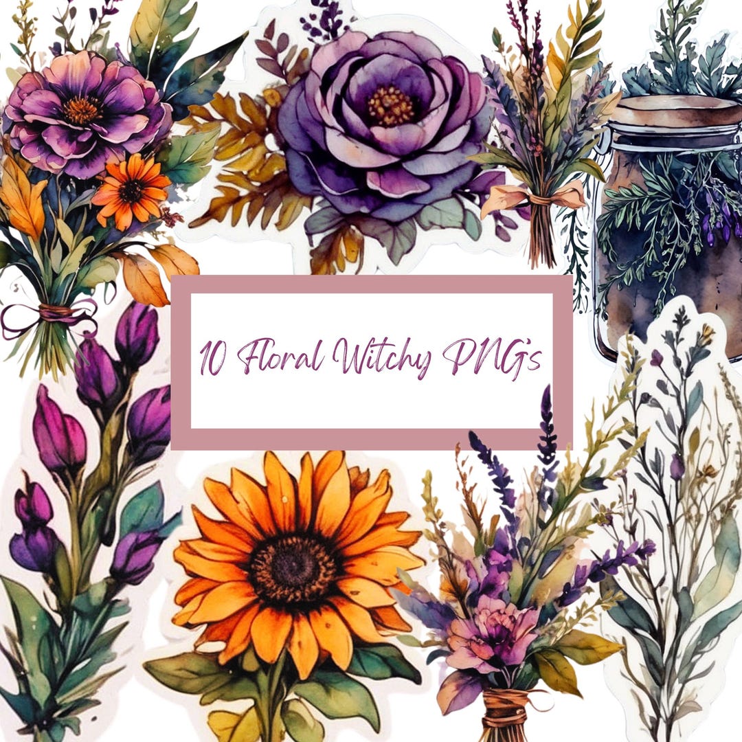 Floral Witchy PNG Clipart – 10 Botanical Designs (digital Download) - Etsy