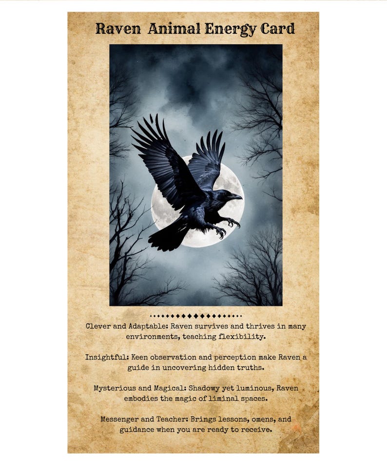 Raven Magic Guide: 80 Page PDF Animal Spirit Guide & Shadow Work Book ...
