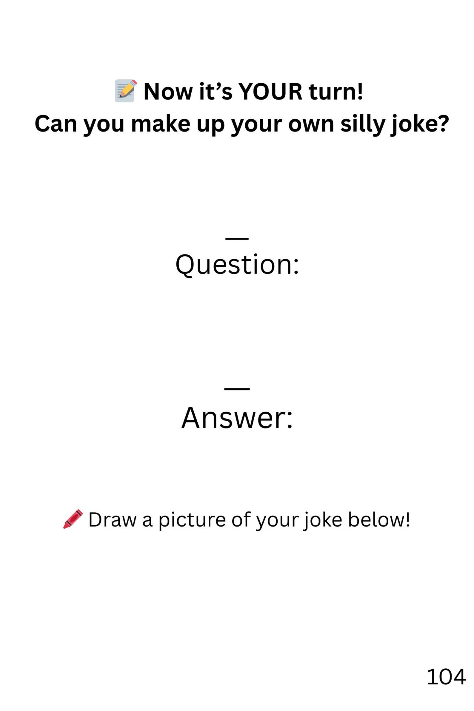 Printable Kids Joke Book | 100+ Funny Jokes | Digital Download PDF - Etsy