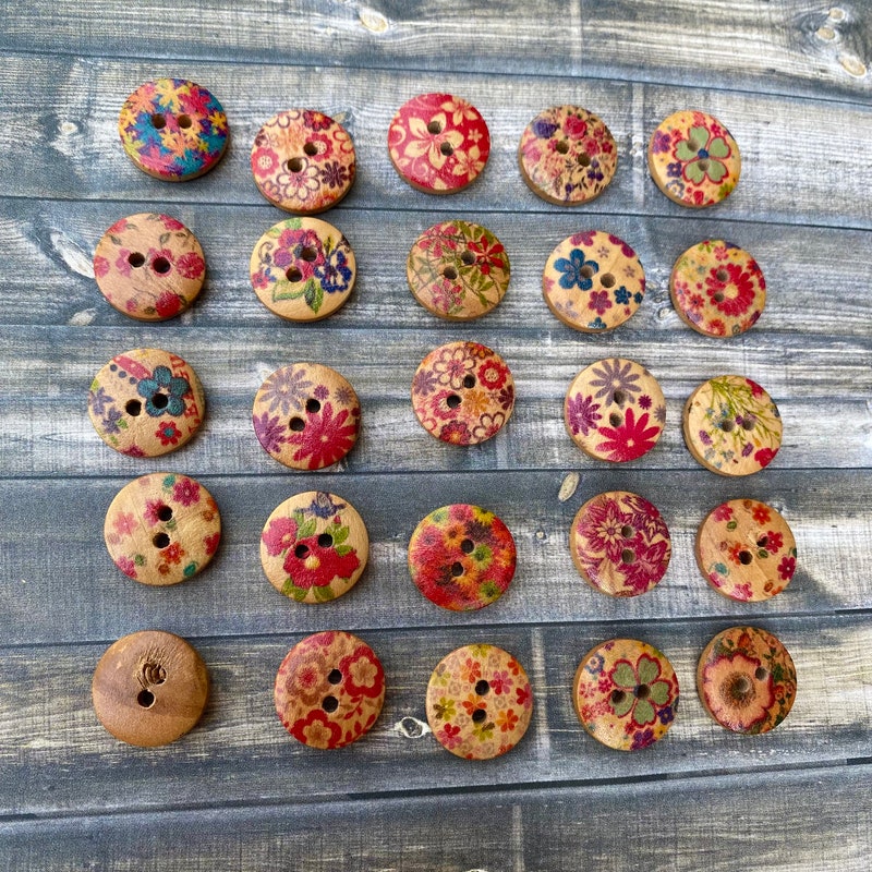 Painted Wood Buttons - Etsy