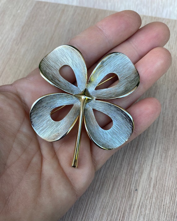 Beautiful vintage large four leaf clover brooch in si… - Gem