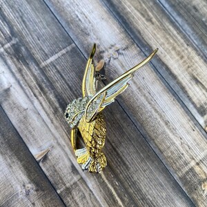 Gorgeous Vintage Butler Style Hummingbird Brooch Gold and White With ...