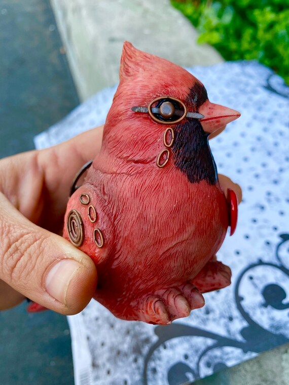 Handmade Steampunk Red Robin Figurine Bird Gears Cogs | Etsy