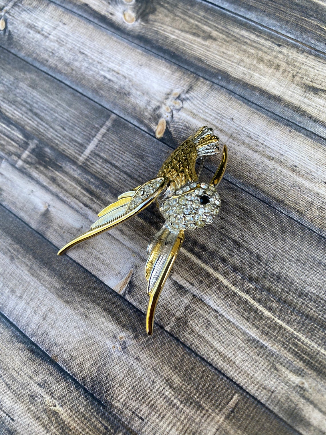 Gorgeous Vintage Butler Style Hummingbird Brooch Gold and White With ...