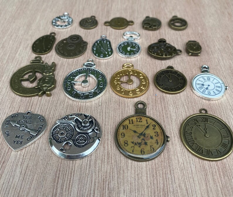 Vintage and New Stock Clock Charm Destash Lot of 20 - Etsy