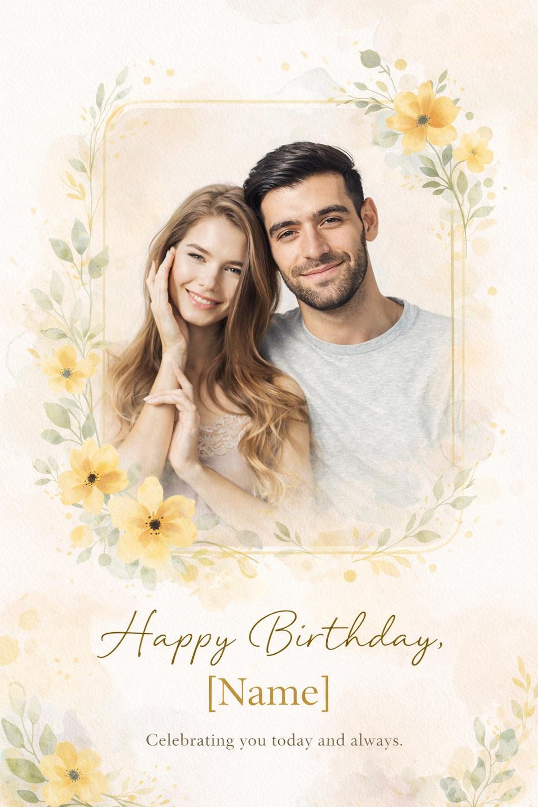 Personalized Digital Birthday Card, Custom Portrait Greeting Card ...