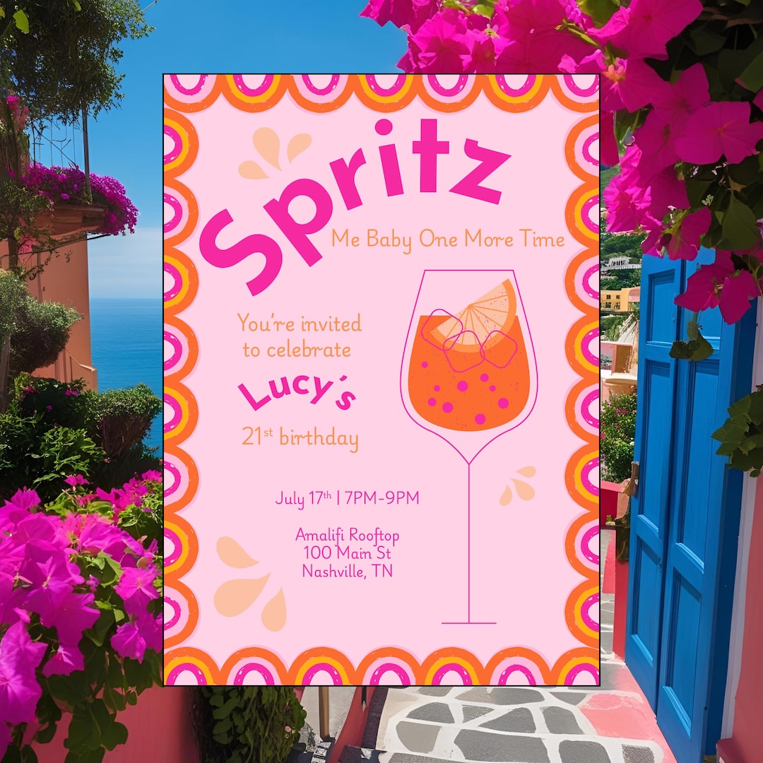 Spritz Themed Party Invite, Trending Summer Birthday, Aperitivo ...