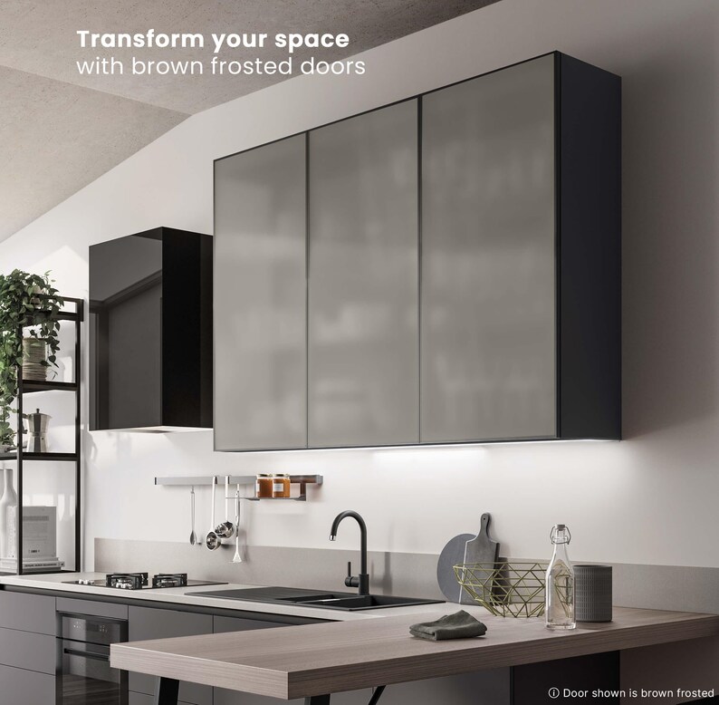 Brown Frosted Glass Cabinet Door | Custom Kitchen Cabinet Door - Fits ...