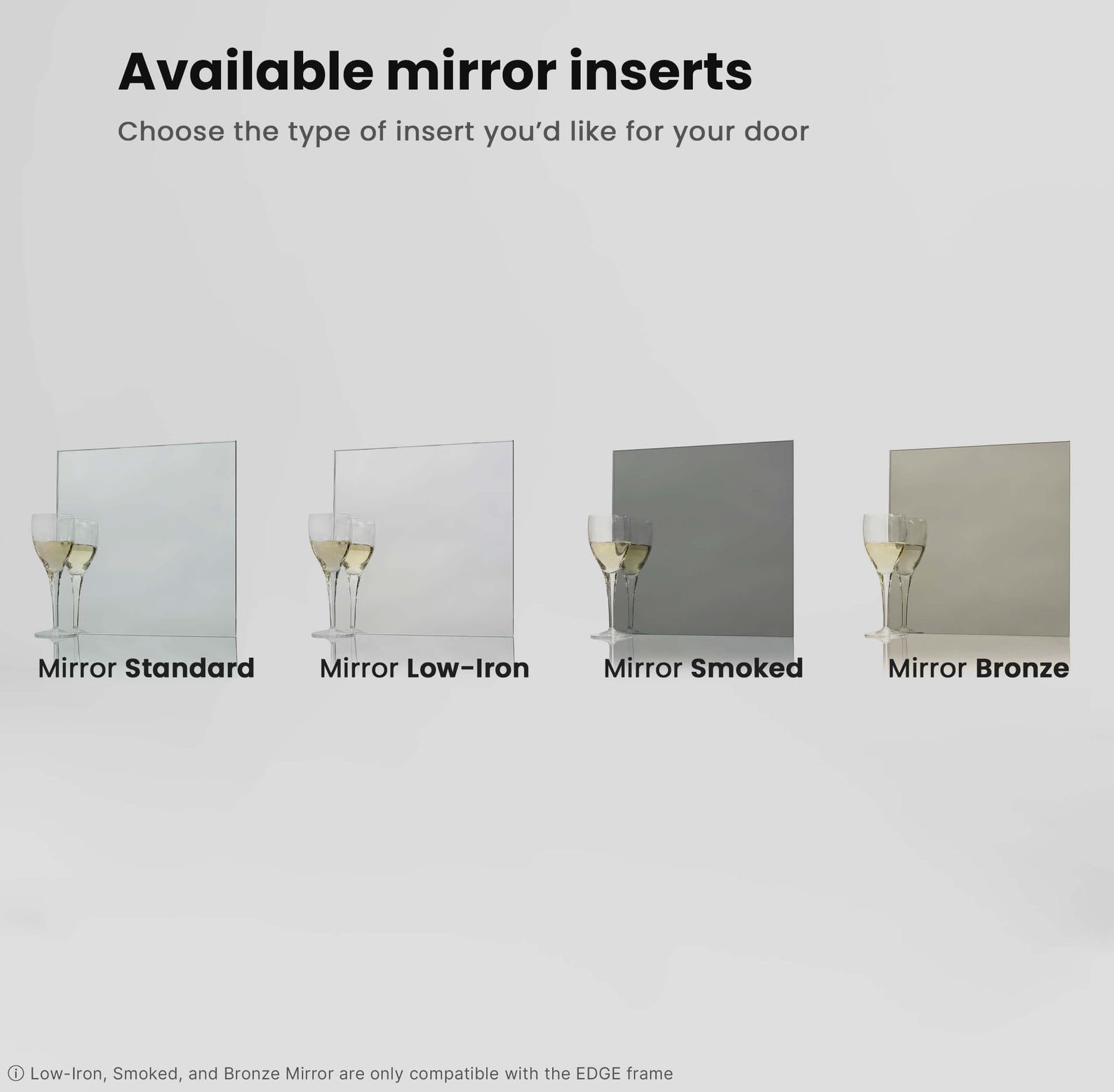 Glass Door Sample Kit | Aluminum Frame + Glass & Mirror Inserts | Try ...