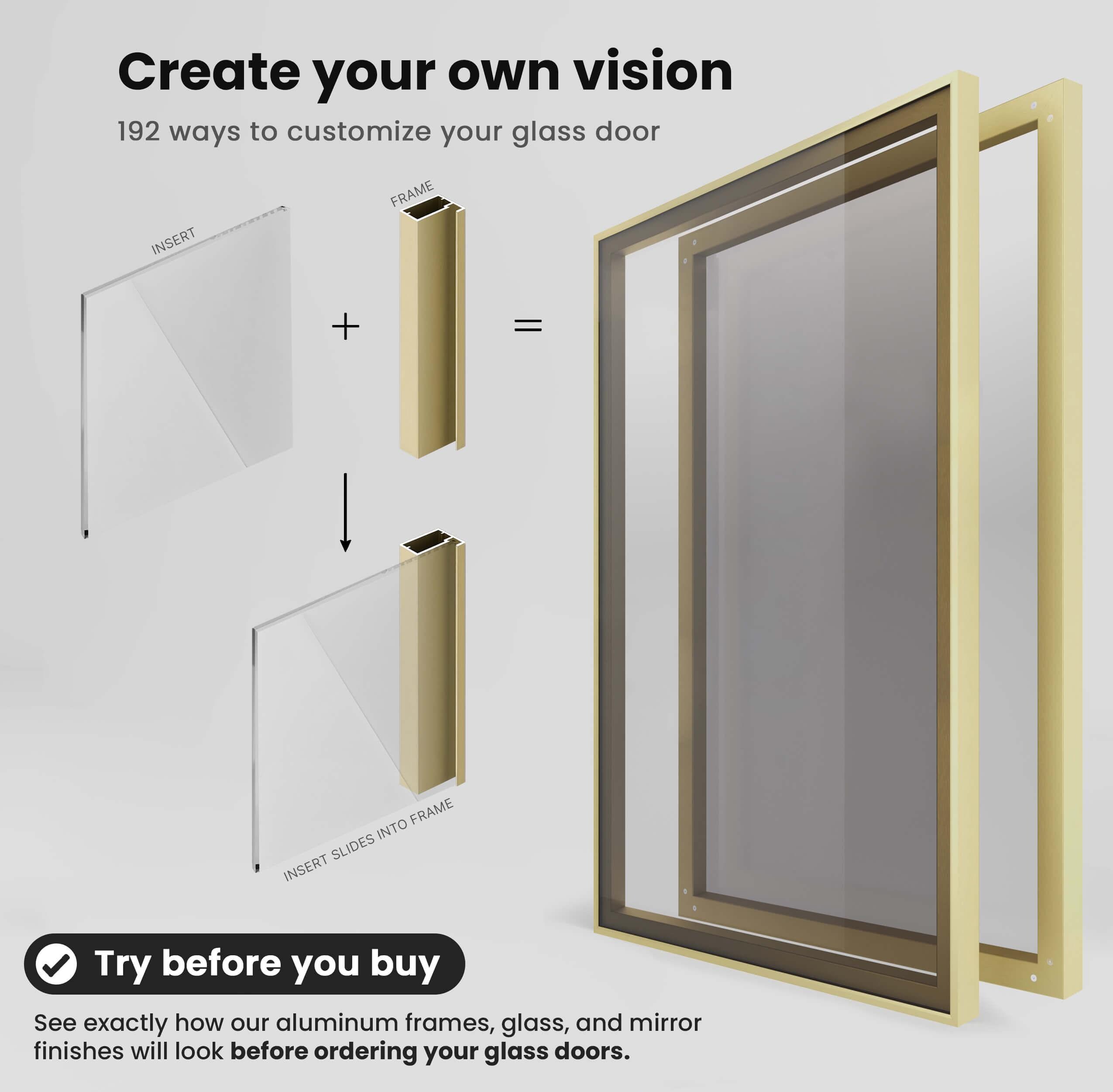 Glass Door Sample Kit | Aluminum Frame + Glass & Mirror Inserts | Try ...