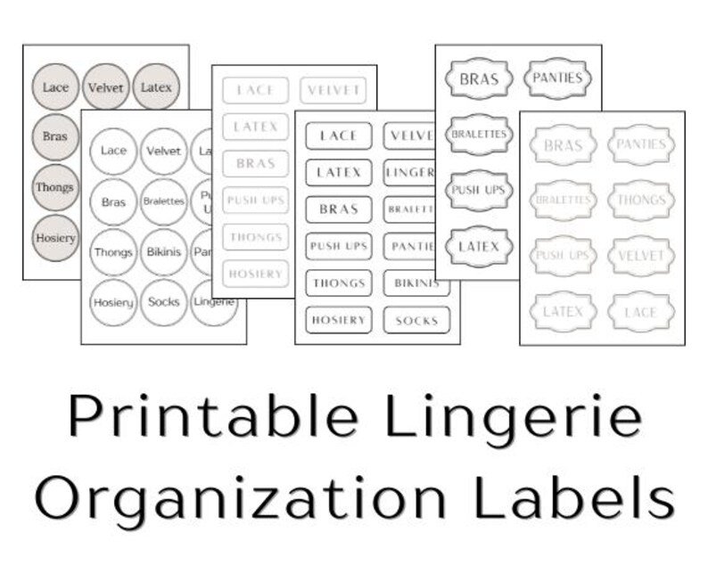 Lingerie Organization Labels Printable PDF - Intimates, Closet, Storage ...