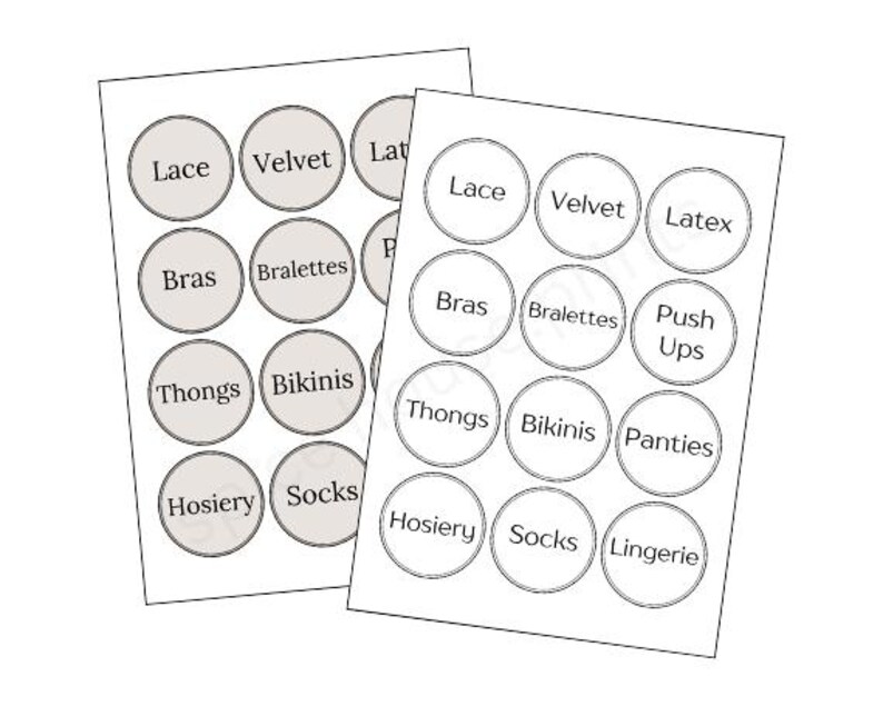 Lingerie Organization Labels Printable PDF - Intimates, Closet, Storage ...