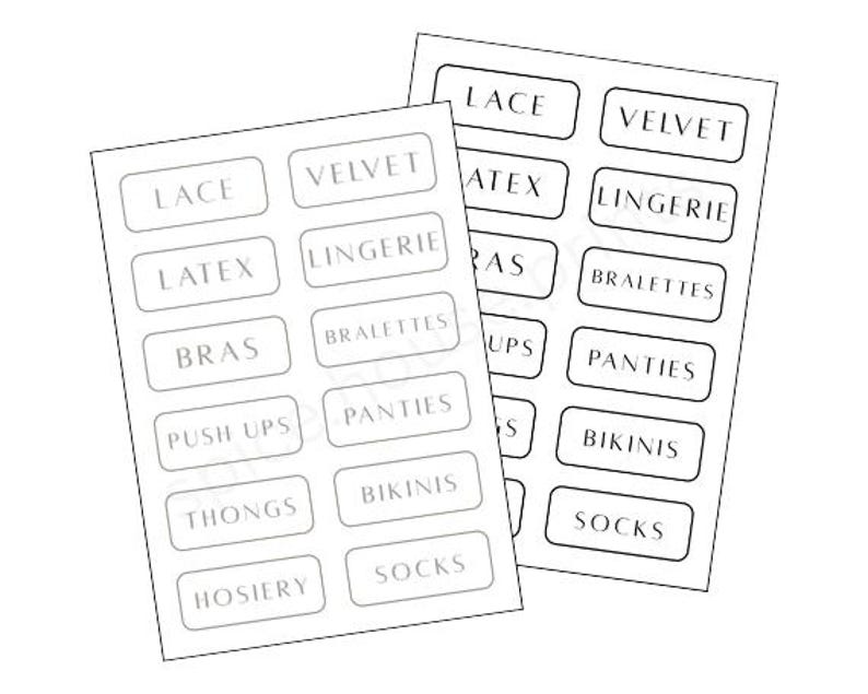 Lingerie Organization Labels Printable PDF - Intimates, Closet, Storage ...