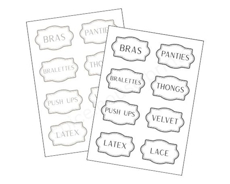 Lingerie Organization Labels Printable PDF - Intimates, Closet, Storage ...
