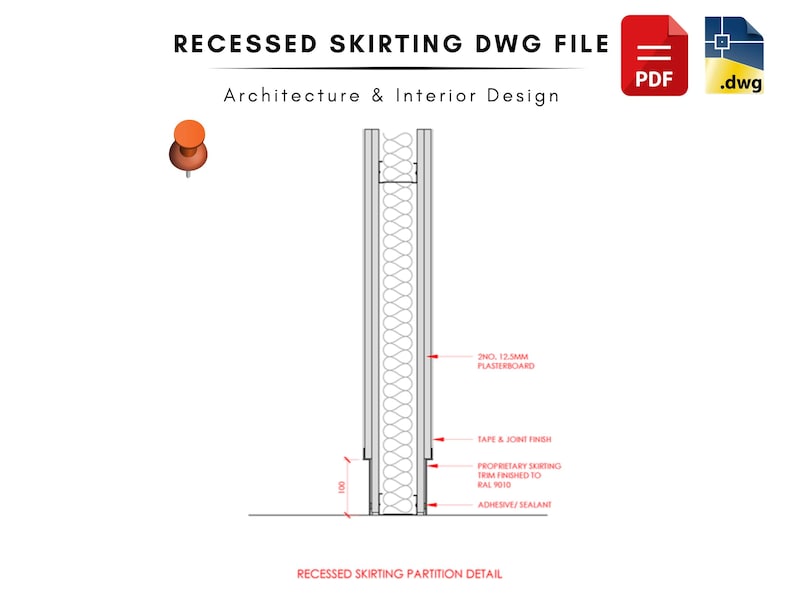 Recessed Skirting Partition Detail CAD | DWG Wall Section Drawing ...