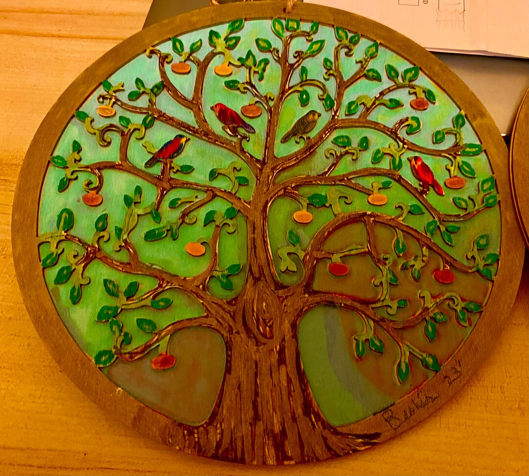 Round Wooden Plaque . Tree of Life for Hanging Decor. Acrylic - Etsy