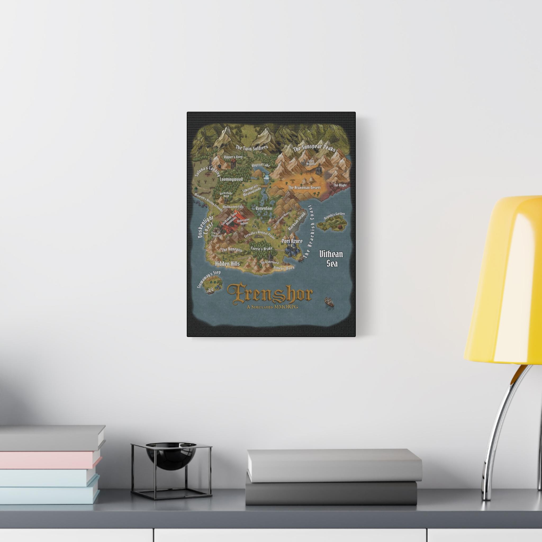 Erenshor Map Canvas Art With Black Boarder, Unique Gift for Erenshor ...