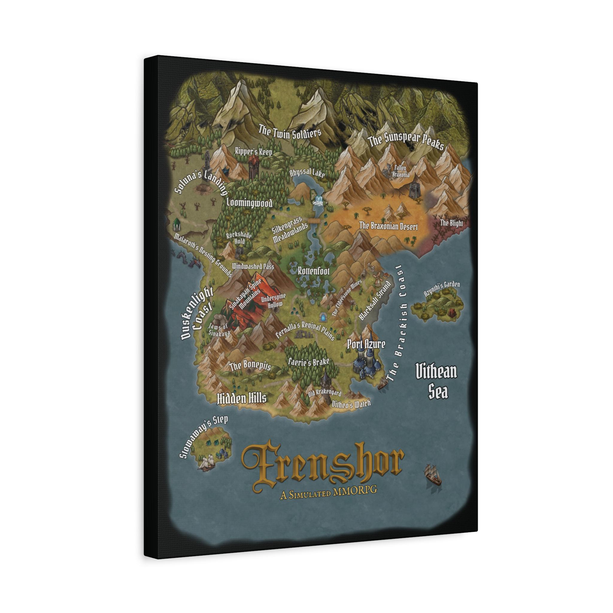 Erenshor Map Canvas Art With Black Boarder, Unique Gift for Erenshor ...