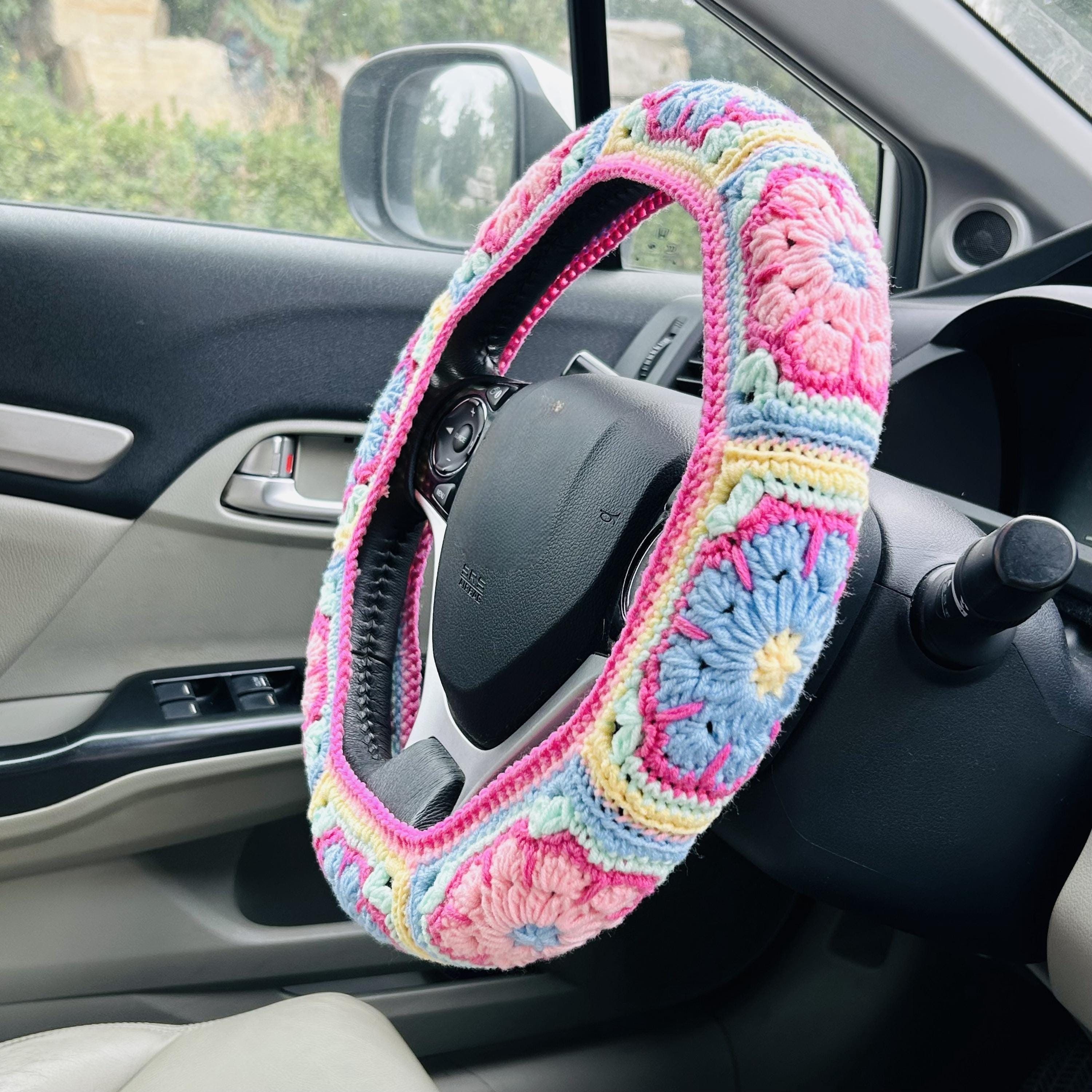 Handmade Steering Wheel Cover Rainbow Colorful Gesang Flowers Vantage ...