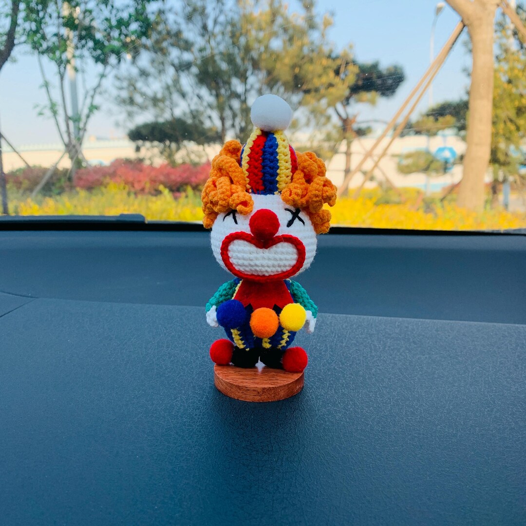 Handmade Crochet Clown Vehicle Decor | Amigurumi Plush | Car Dashboard ...