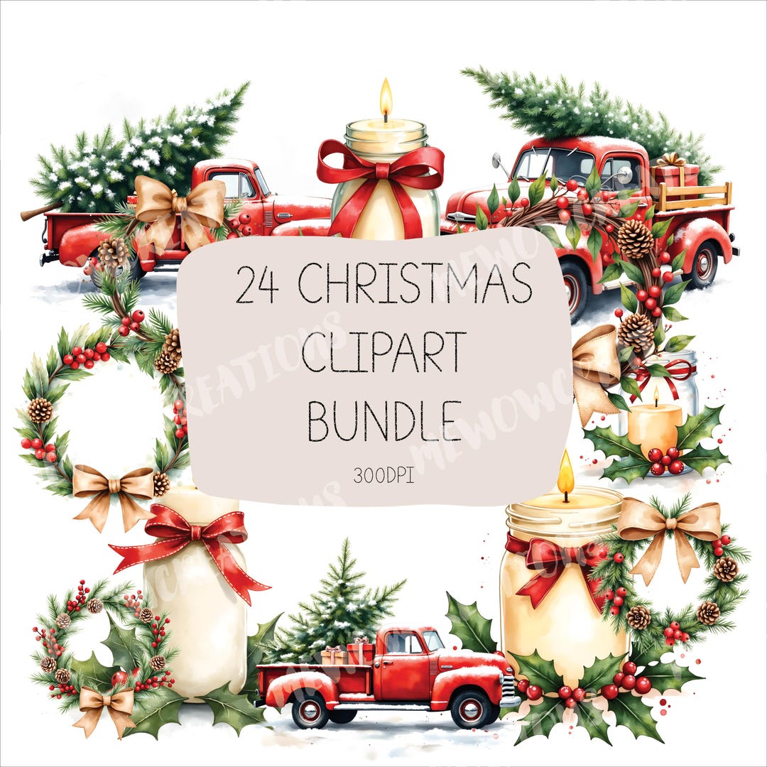 Watercolour Christmas PNG Clipart | Christmas Digital Bundle | 300DPI ...