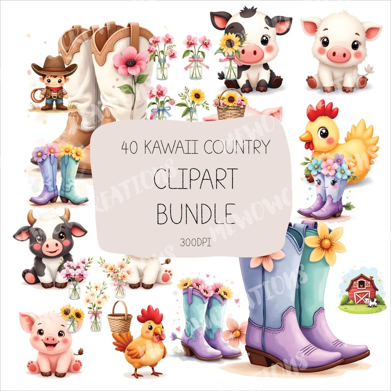 Watercolour KAWAII Country PNG Clipart | Digital Bundle | 300DPI ...