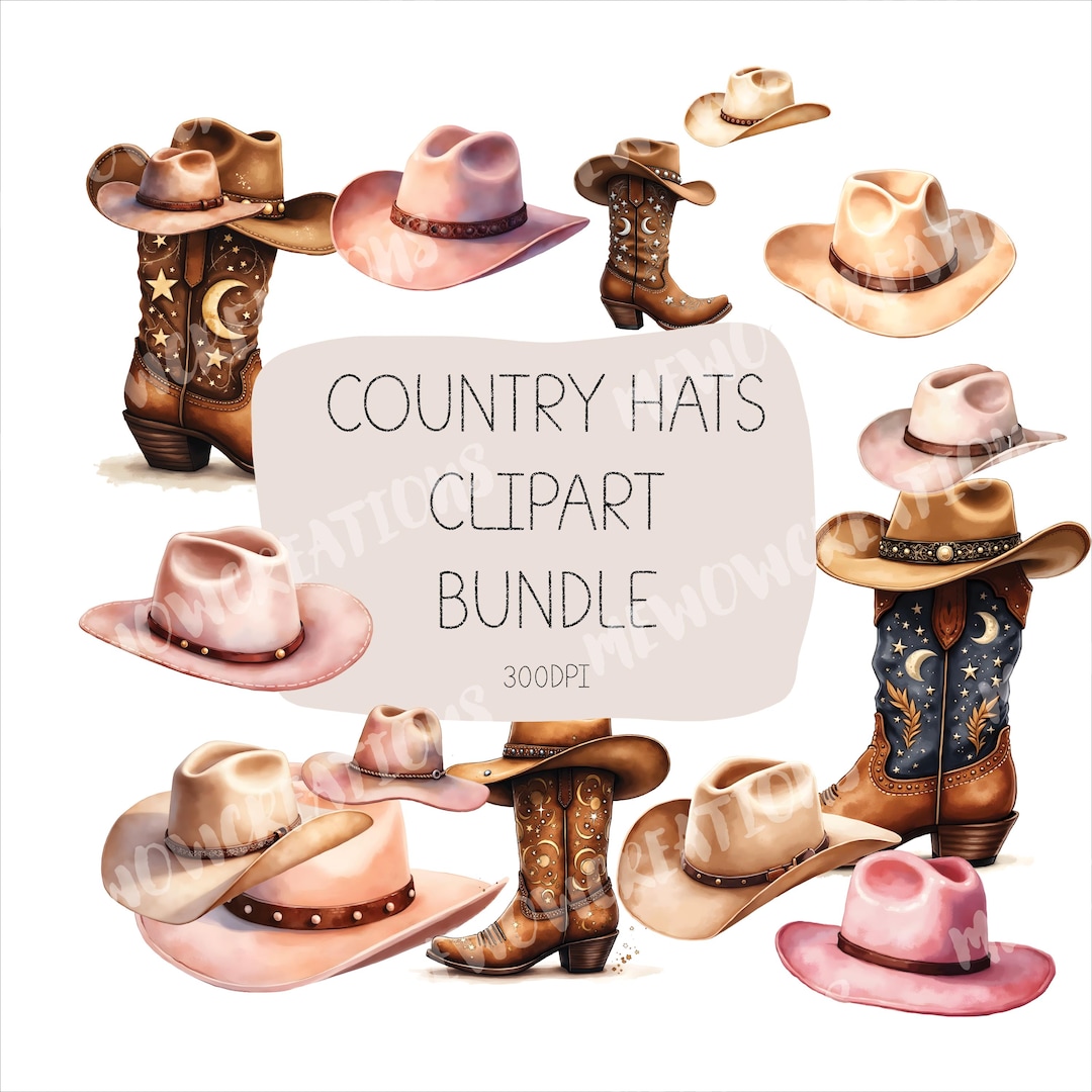 Watercolour Country Hat PNG Clipart | Cowboy Hat Digital Bundle ...