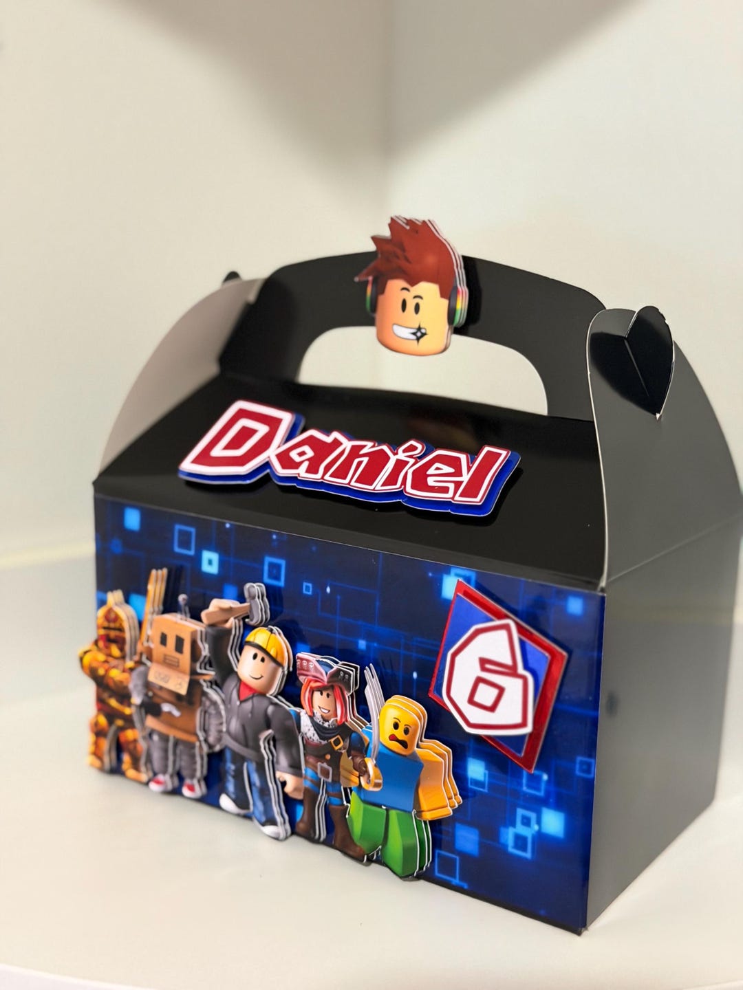 Personalized Roblox Party Favor Boxes: 3D Black Theme - Etsy