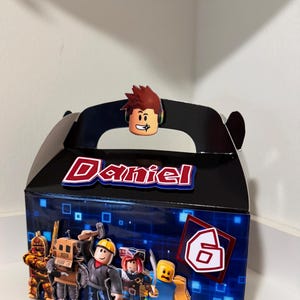 Personalized Roblox Party Favor Boxes: 3D Black Theme - Etsy