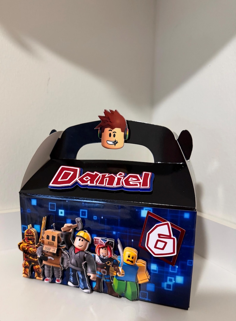 Personalized Roblox Party Favor Boxes: 3D Black Theme - Etsy