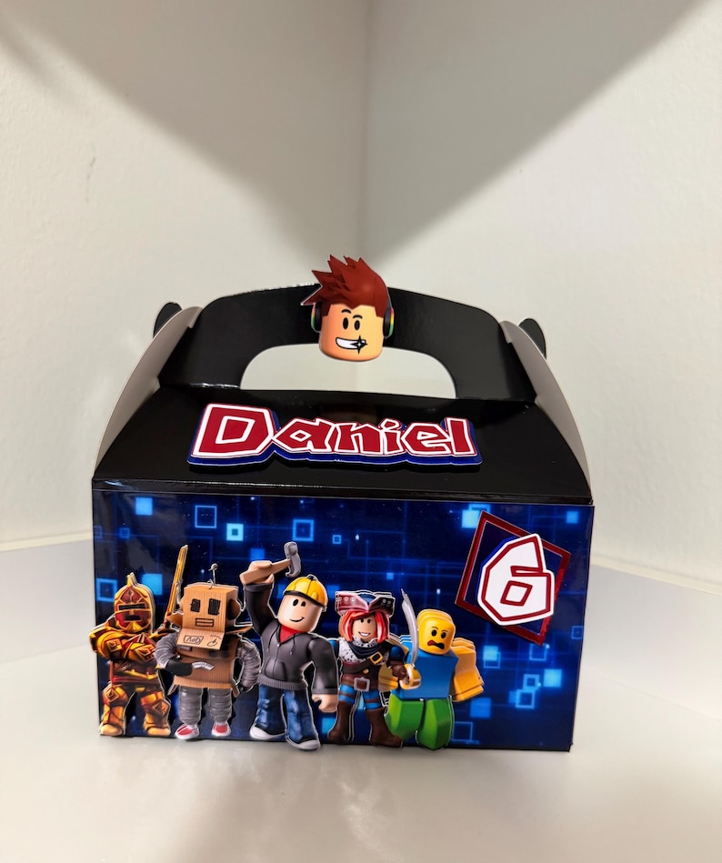Personalized Roblox Party Favor Boxes: 3D Black Theme - Etsy