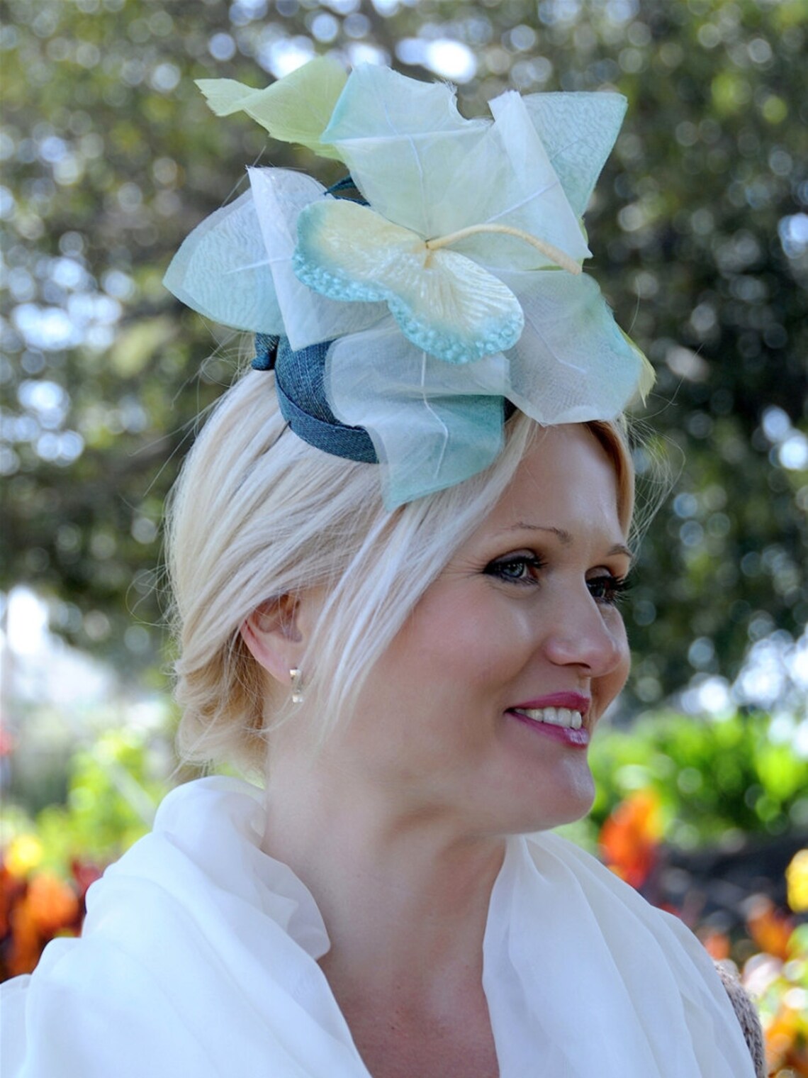 Green Cocktail Hat, Green Flower Fascinator, Wedding Fascinator, Green ...
