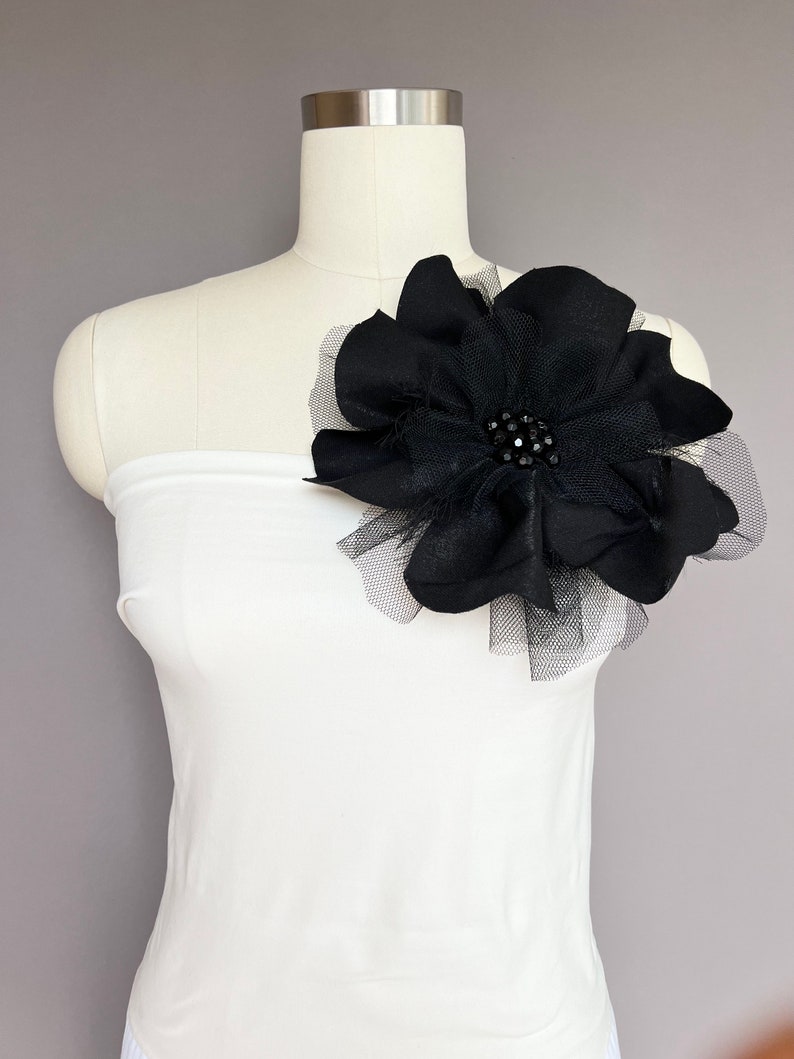 Large Black Flower, XL Flower, Black Fabric Corsage, Large Flower ...