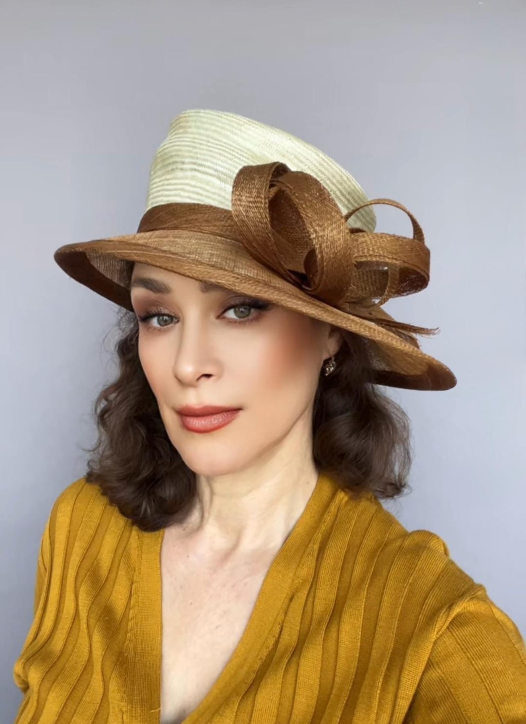 Kentucky Derby Brown Hat, Asymmetric Brown Hat, Couture Straw Hat, Hat ...