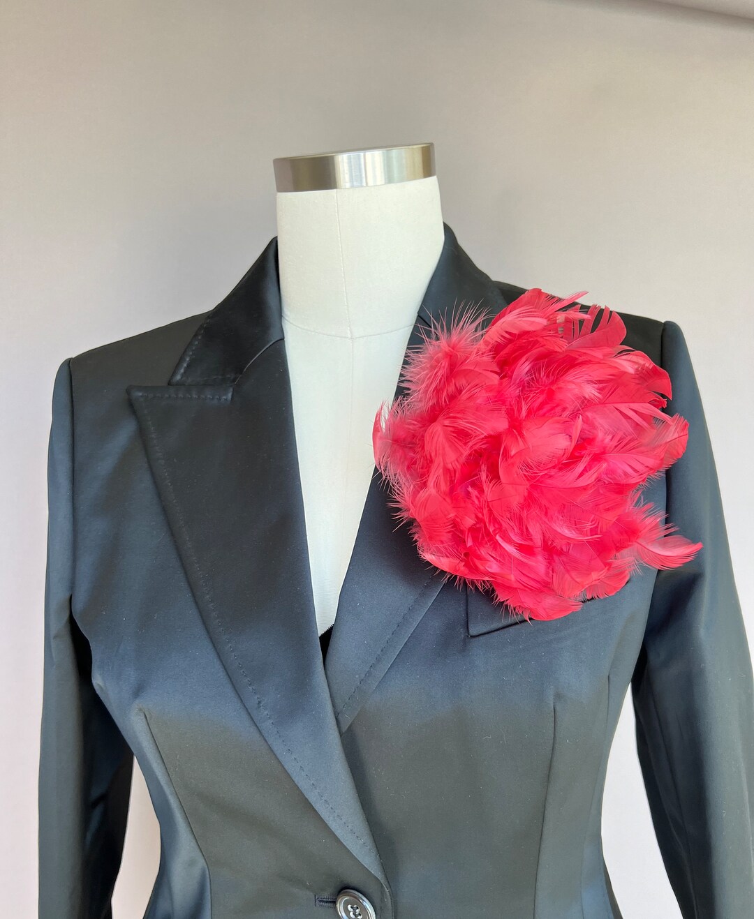 Big Pink Flower Brooch, Feather Flower, Magenta Flower, Fuchsia Brooch ...