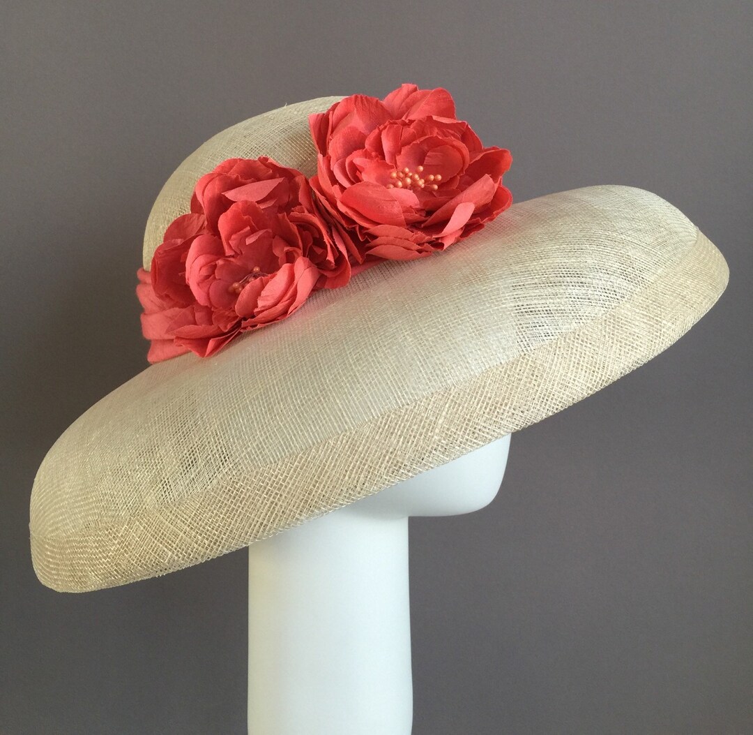 Natural Straw Color Kentucky Derby Hat, Silk Flower Hat, Elegant Hat ...