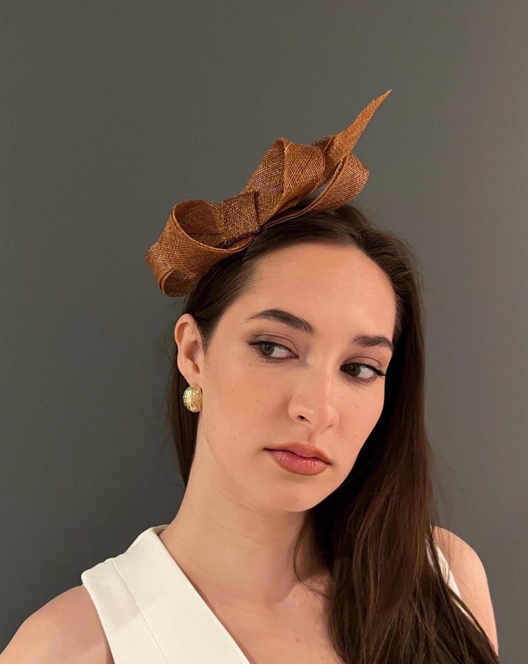 Brown Modern Fascinator, Twisted Bow Fascinator, Elegant Headpiece ...