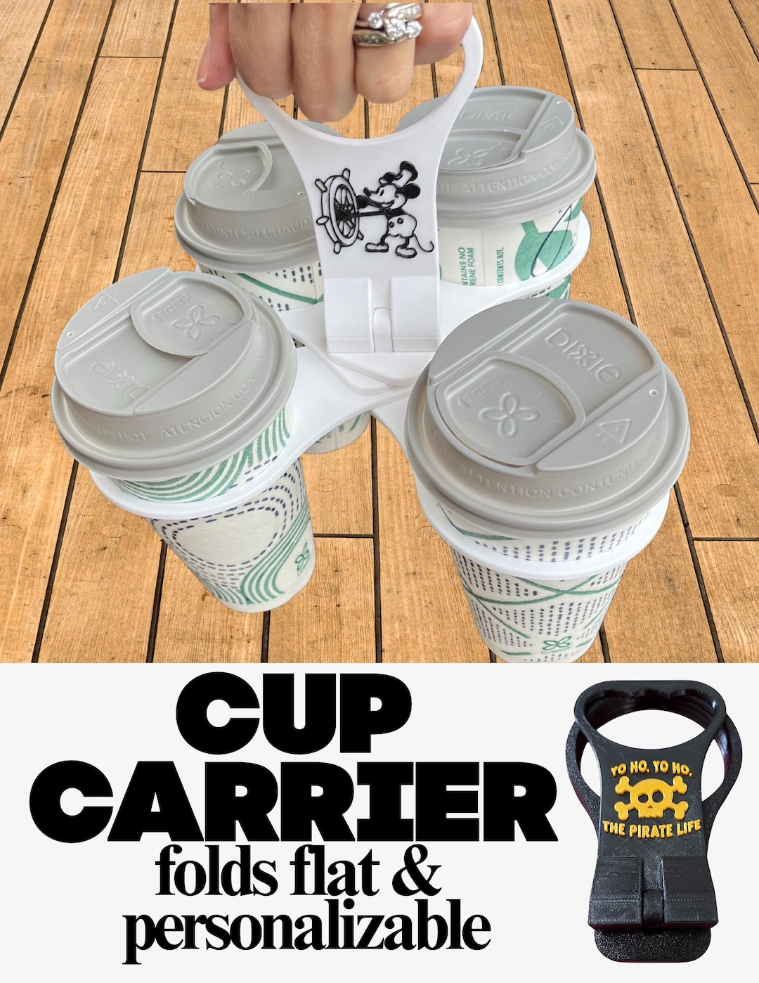 Personalized Folding Cup Carrier Cruise, Wedding, Fast Food, Fish ...
