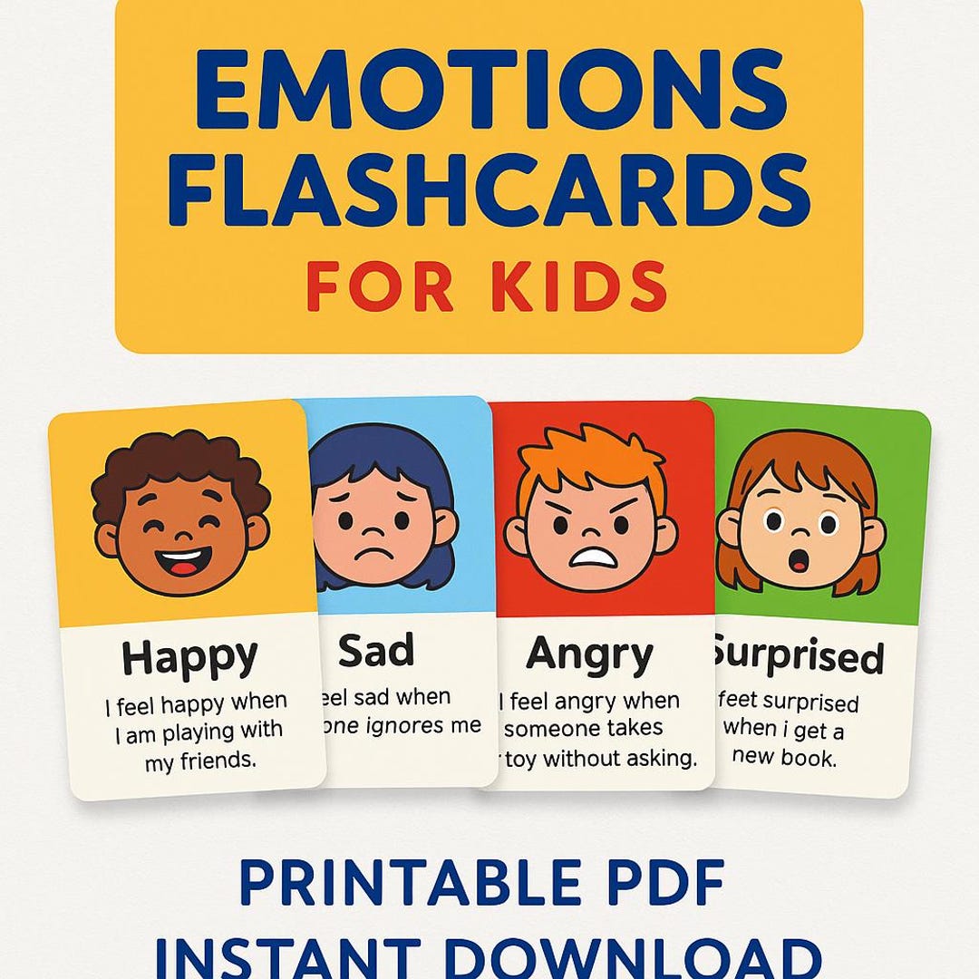 Emotions Flashcards for Kids | Printable Feelings Cards | Emotional ...