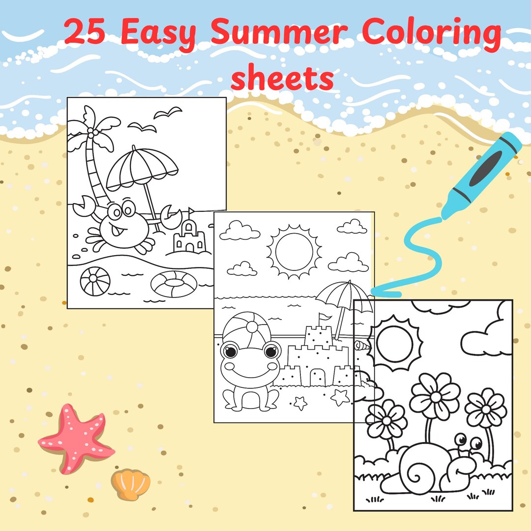 25 Summer Time Printable Coloring Pages for Kids - Etsy
