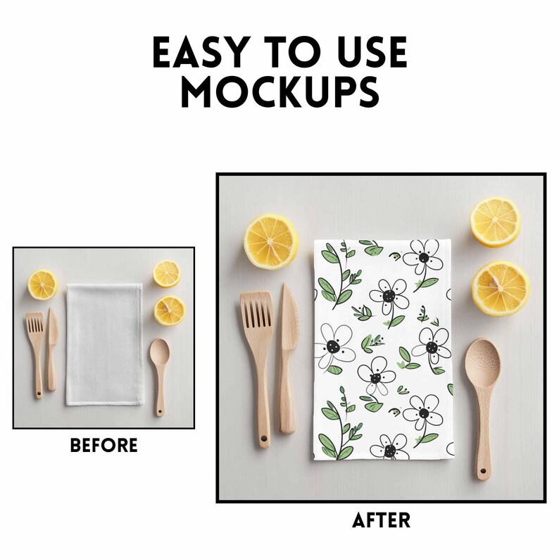 Kitchen Towel Mockup | Tea Towel Mock up | Print on Demand | Canva and ...