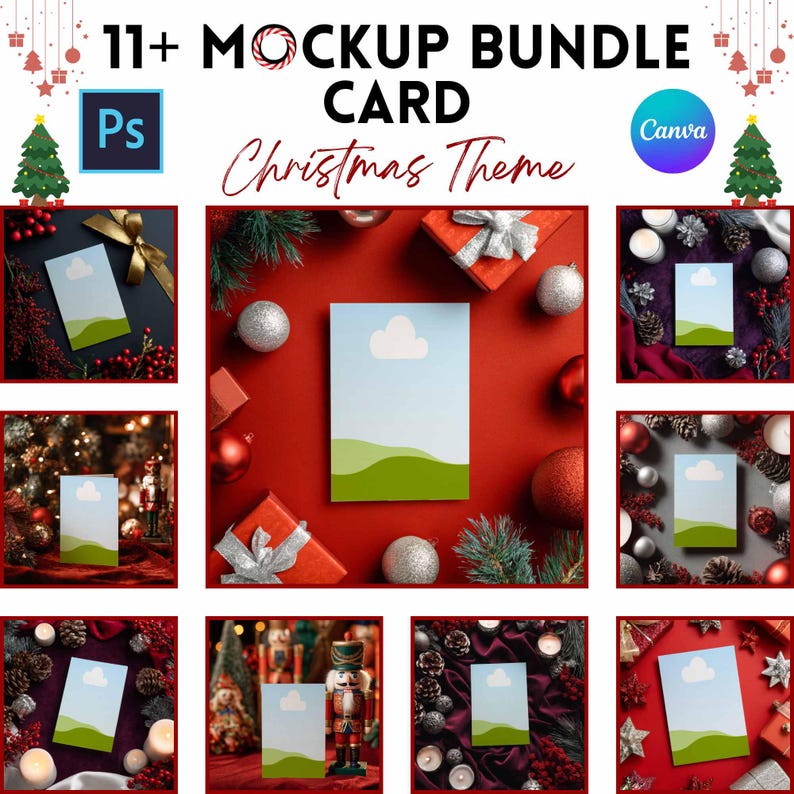 Christmas Card Mockup | Invitation Card | Digital Download | PSD ...