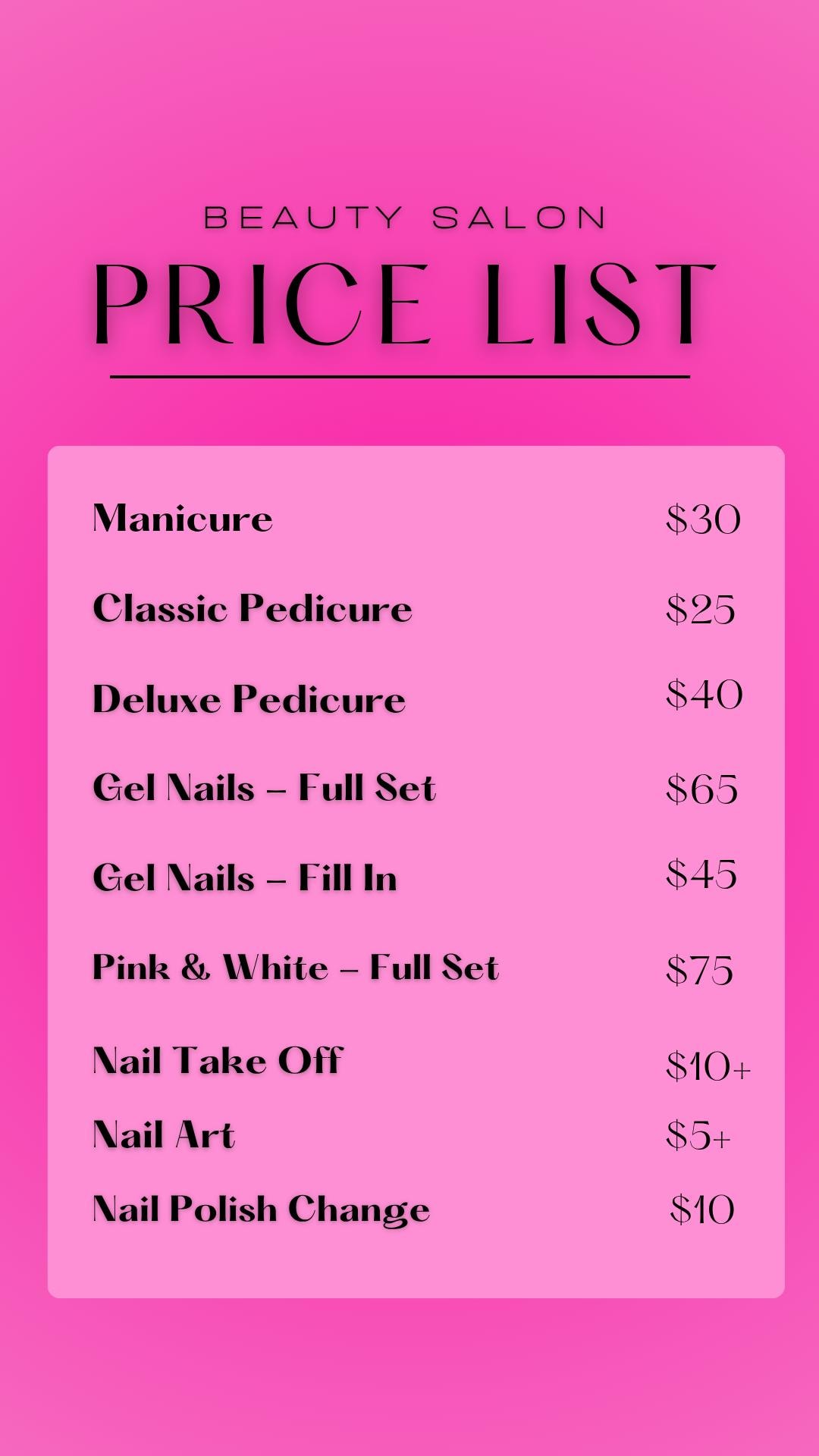 Editable Spa & Salon Price List Template | Canva Beauty Service Menu ...