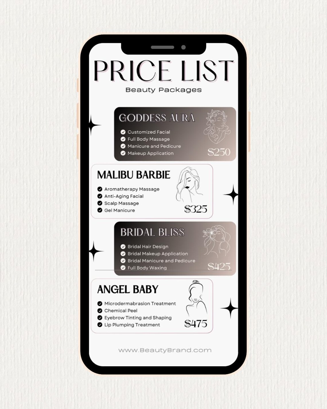 Editable Spa & Salon Price List Template | Canva Beauty Service Menu ...
