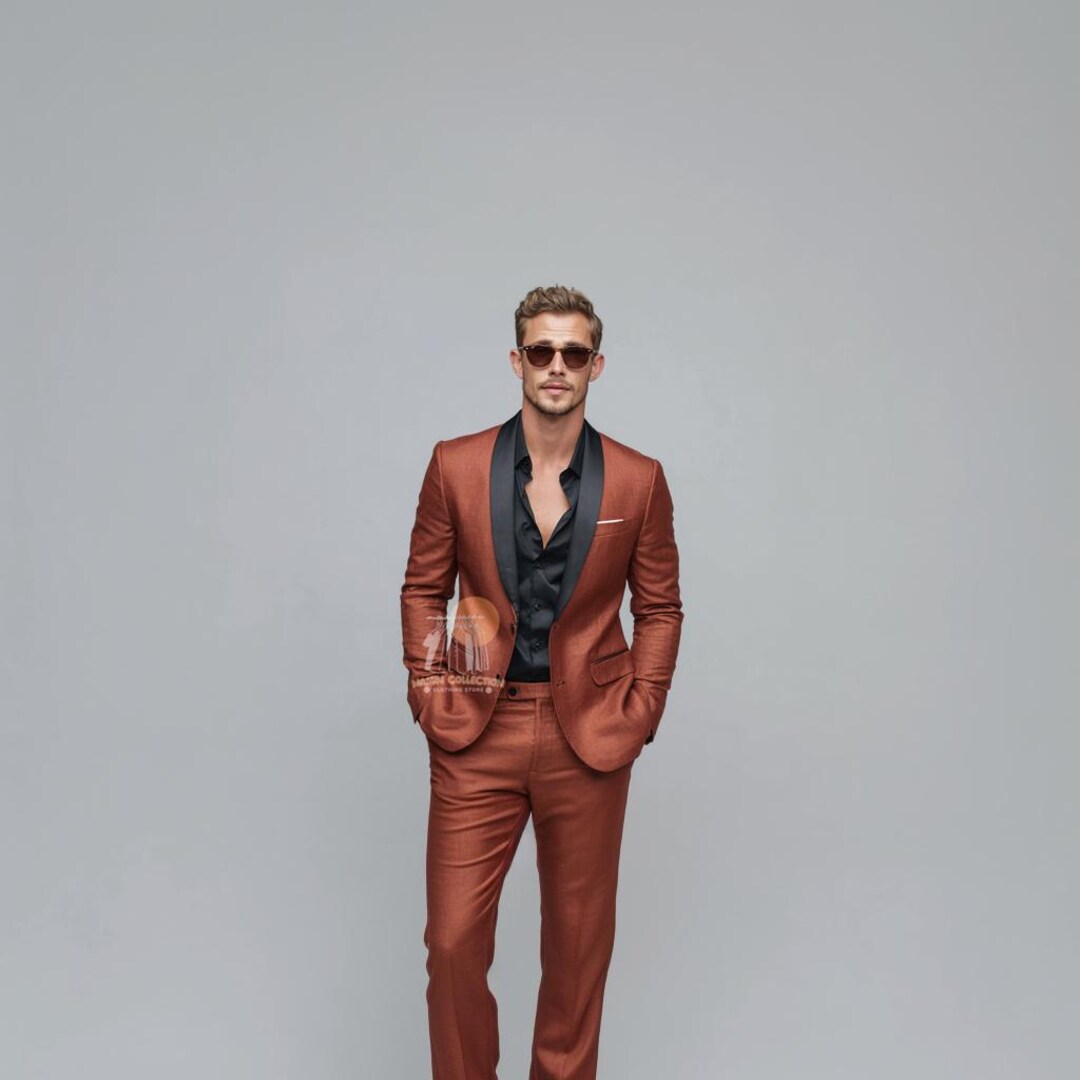 Rust Slim Fit Tuxedo Suit: Men's Wedding & Formal Attire - Etsy