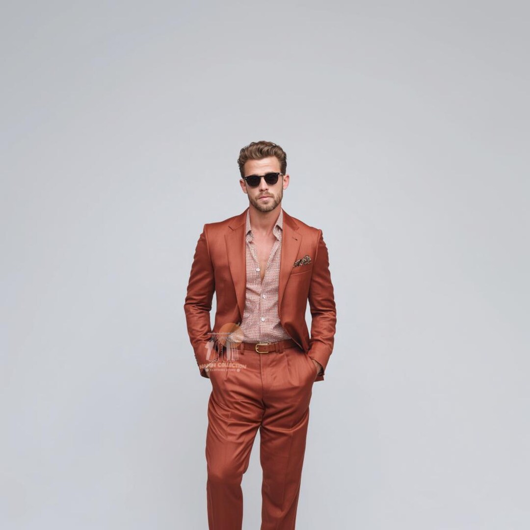 Handmade Copper Rust Suit: Slim Fit Wedding & Formal Attire - Etsy