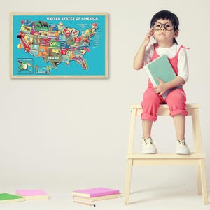 PRINTABLE United States Kids Map – USA States Capital Geography ...